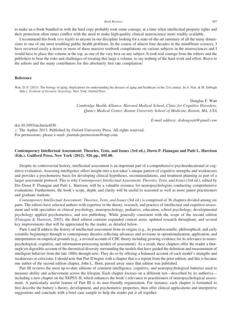 Gallo 2013 Contemporary Intellectual Assessment Theories Tests and ...