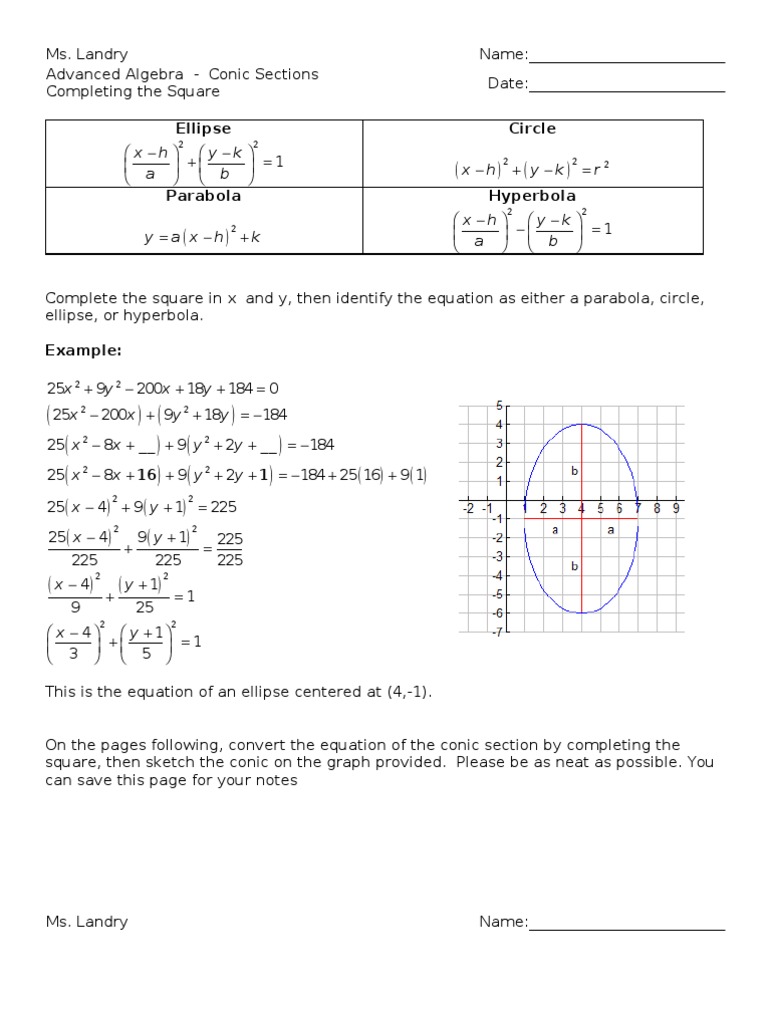 Completing The Square Conics 1 | PDF | Computers