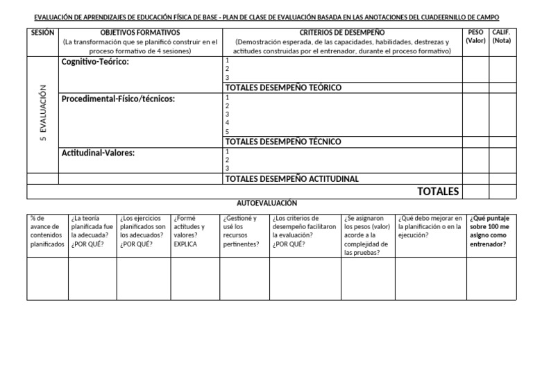FORMATO DE GRILLA PARA EVALUACIÓN | PDF | Evaluación | Aprendizaje