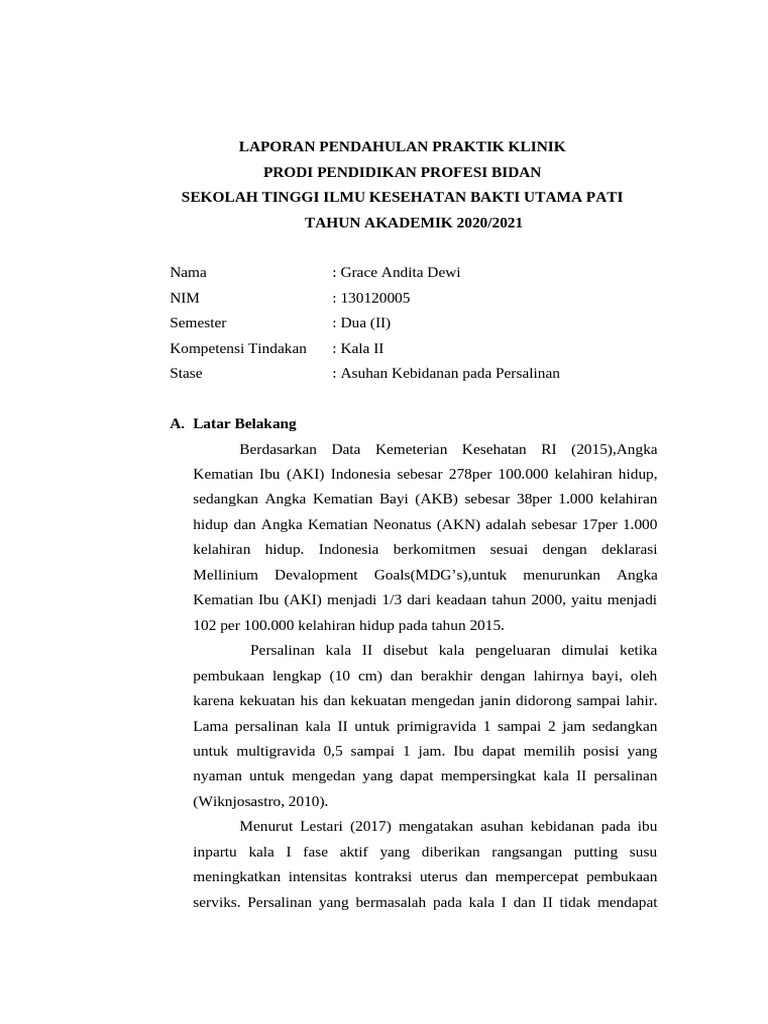 LP - Persalinan Kala II | PDF