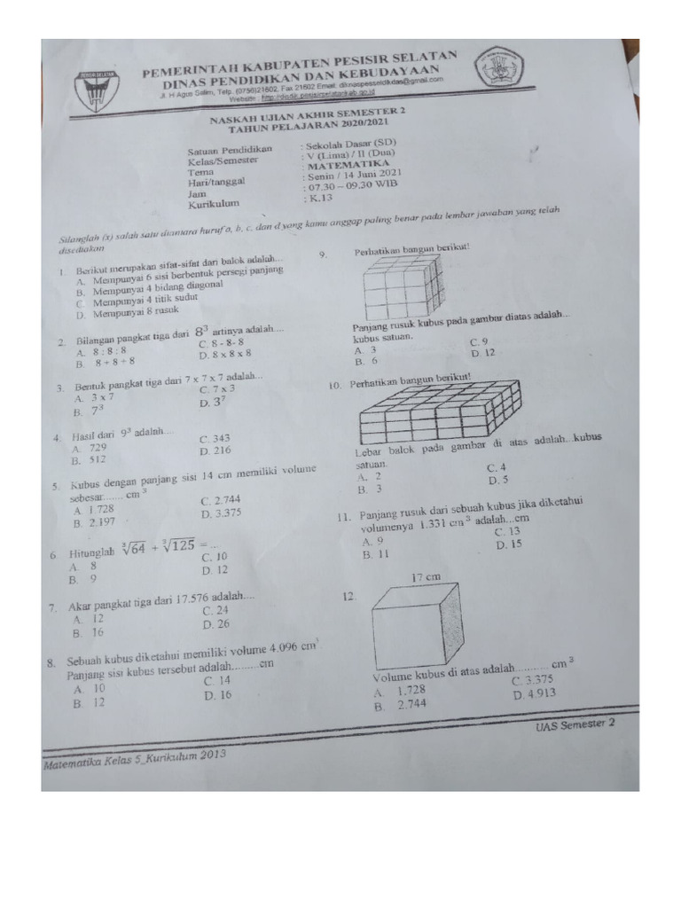 Soal MM Kelas 5 SD | PDF