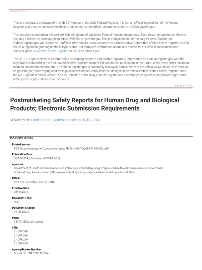 Electronic Submission for Safety Reports | PDF | Pharmacovigilance ...