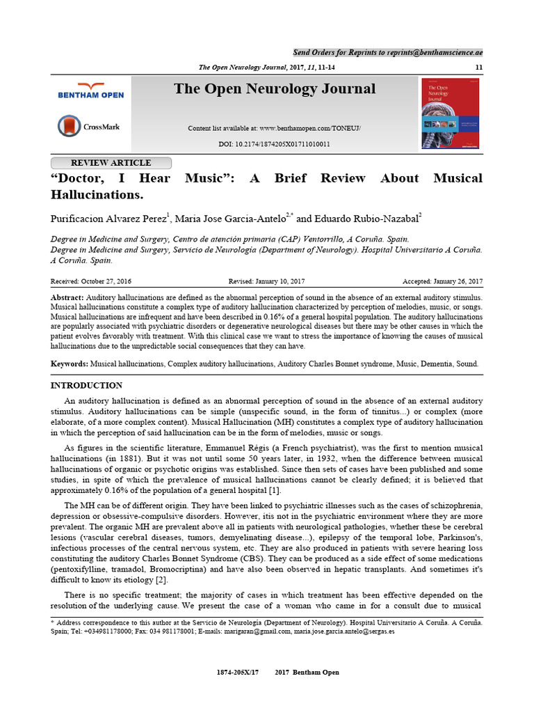 Musical Hallucinations: Causes and Cases | PDF | Hallucination ...