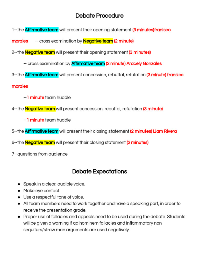 Copy of 24-25 Debate Procedure | PDF