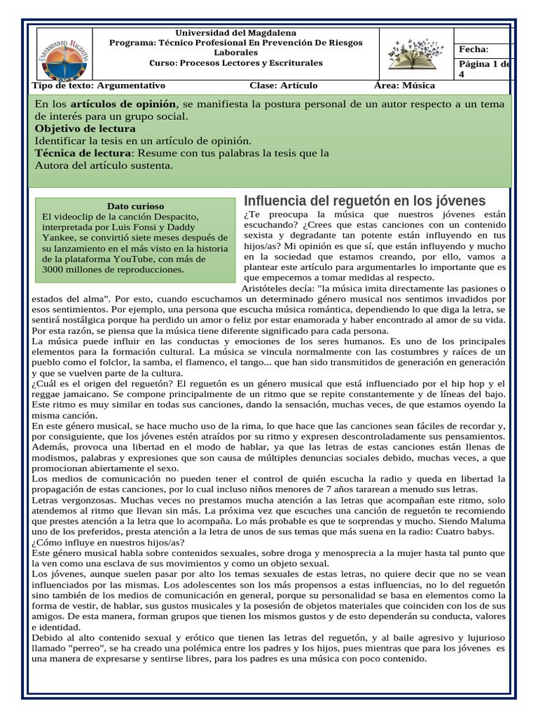 Impacto del reguetón en jóvenes y valores | PDF | Canciones | Ritmo