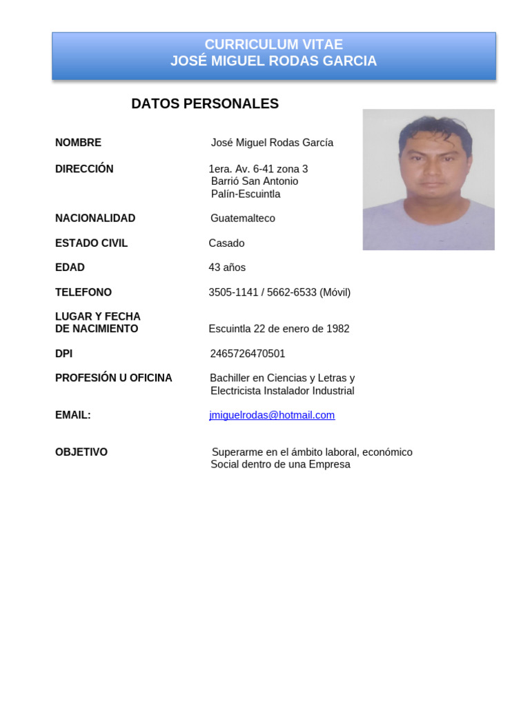 CV Miguel Rodas 2025 | PDF | Electricista