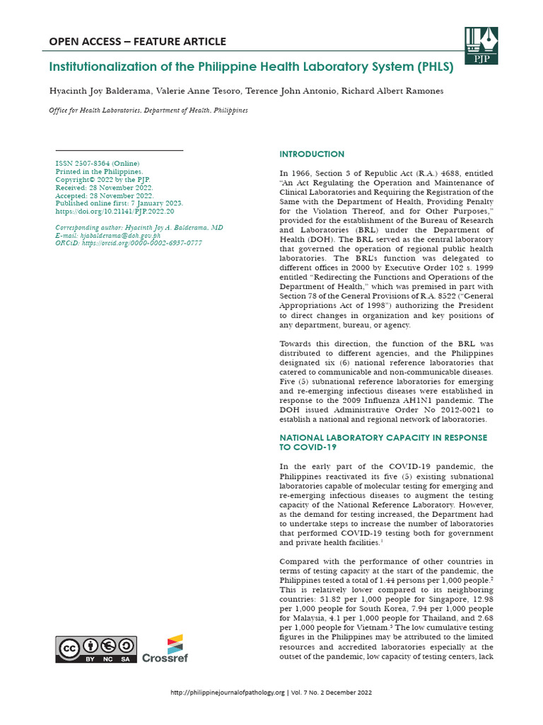 Institutionalization of The Philippine Health Labo | PDF | Public ...