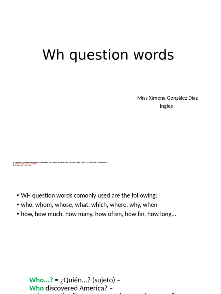 WH Question Words | PDF