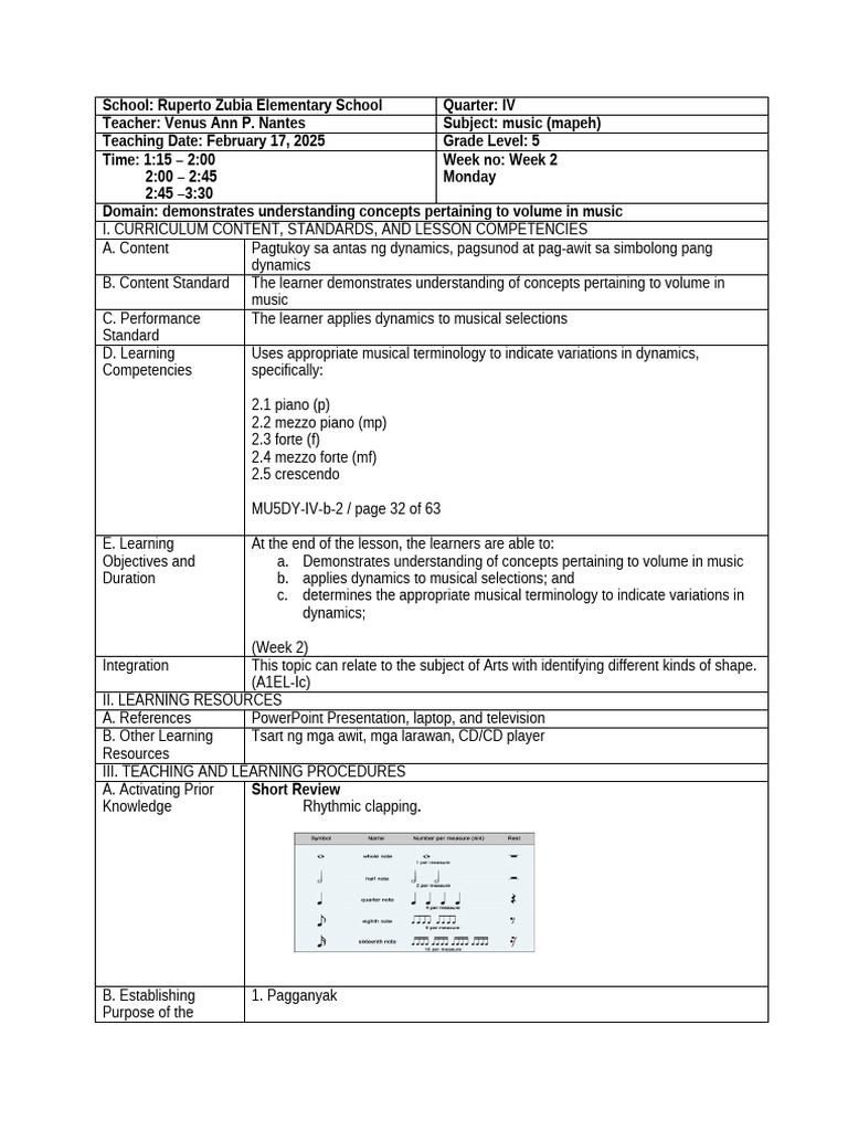 MUSIC 5 Q4-Semi MONDAY WEEK 2 | PDF