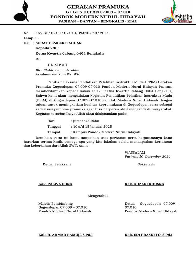 Surat Pemberitahuan KIM | PDF