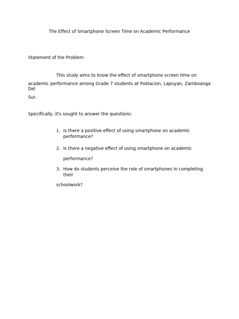 Smartphone Screen Time and Grades | PDF