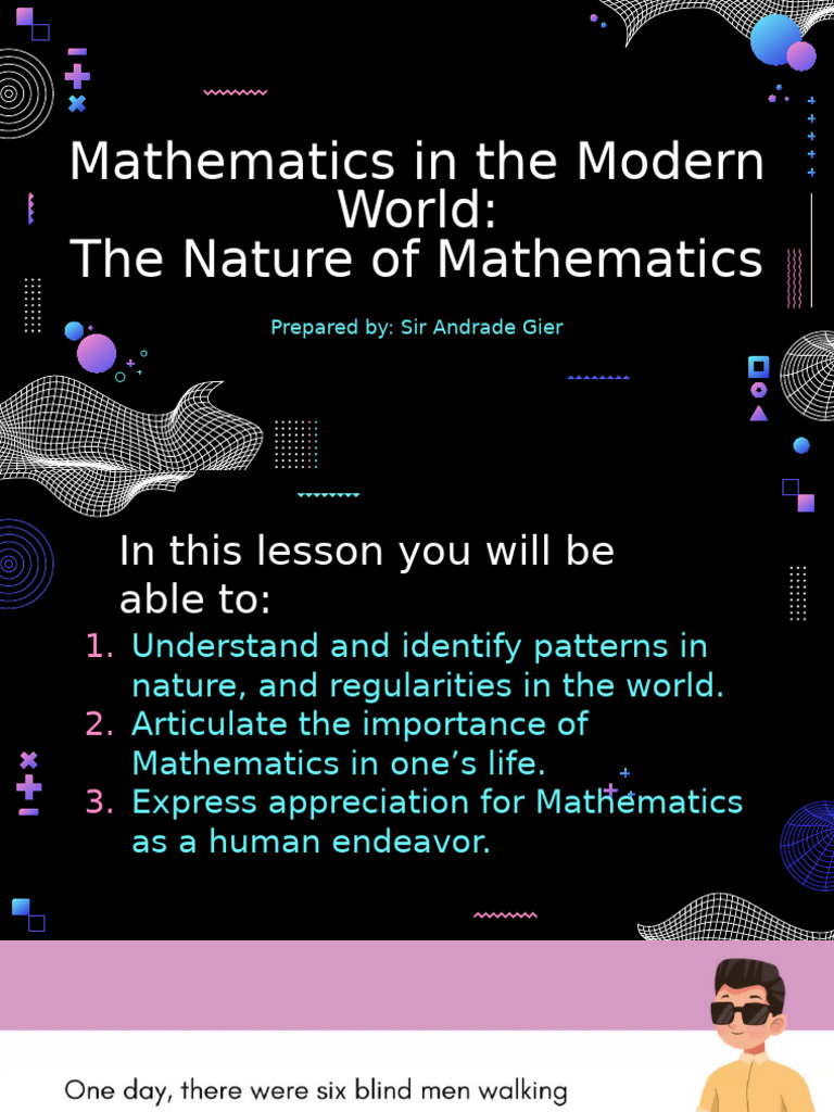 Lesson 1 1.2 MMW Nature of Mathematics | PDF | Pattern | Symmetry
