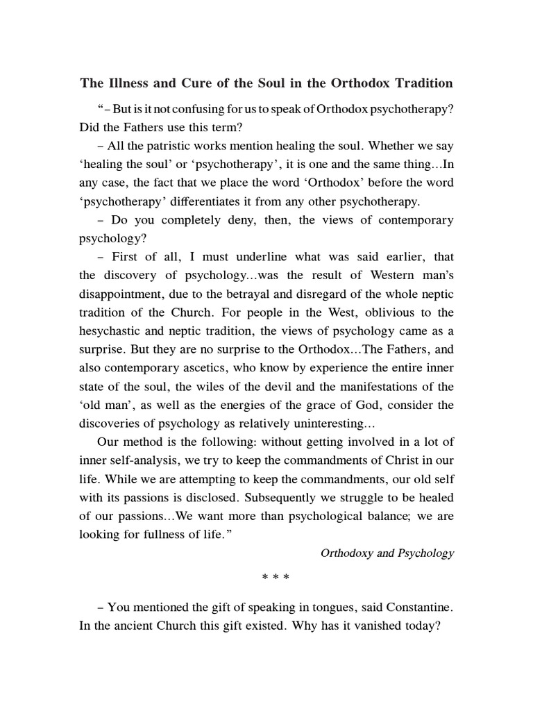 Healing the Soul in Orthodox Tradition | PDF | Jesus | Prayer