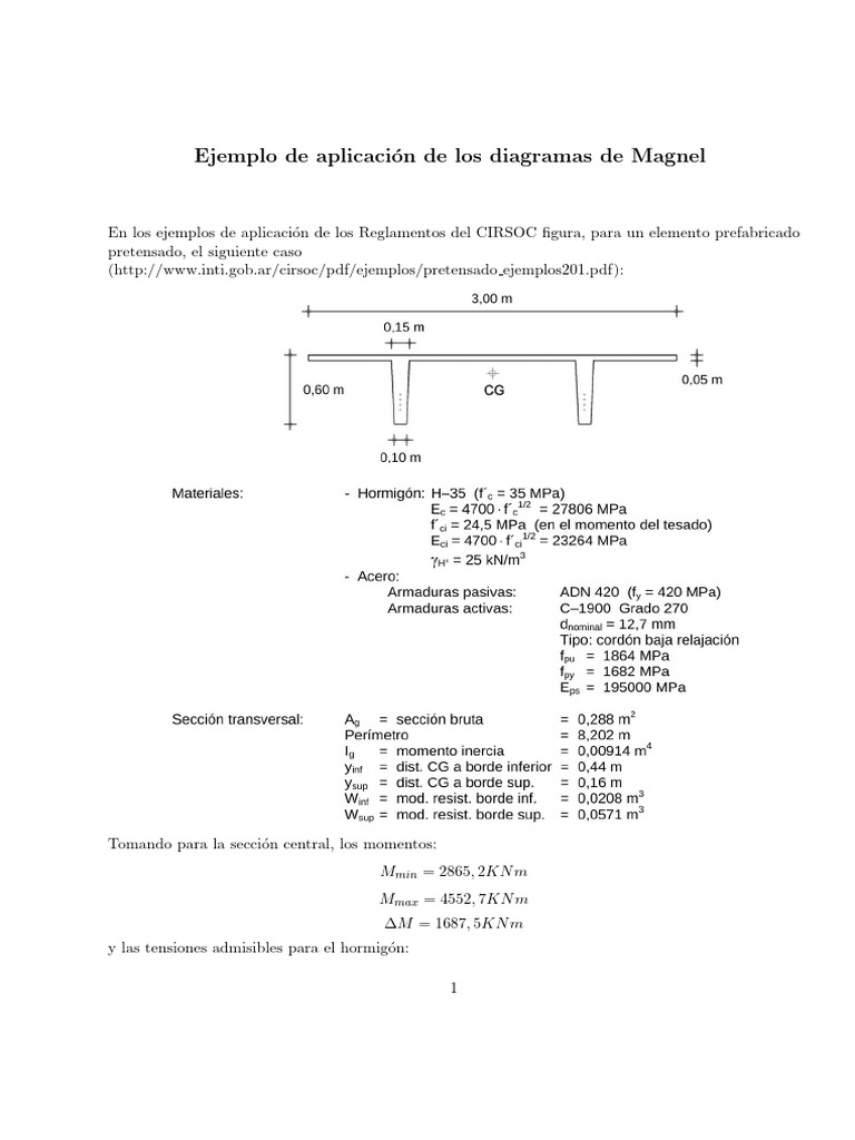 Ejemplo_magnel | PDF | Hormigón pretensado | Ingeniería de Edificación