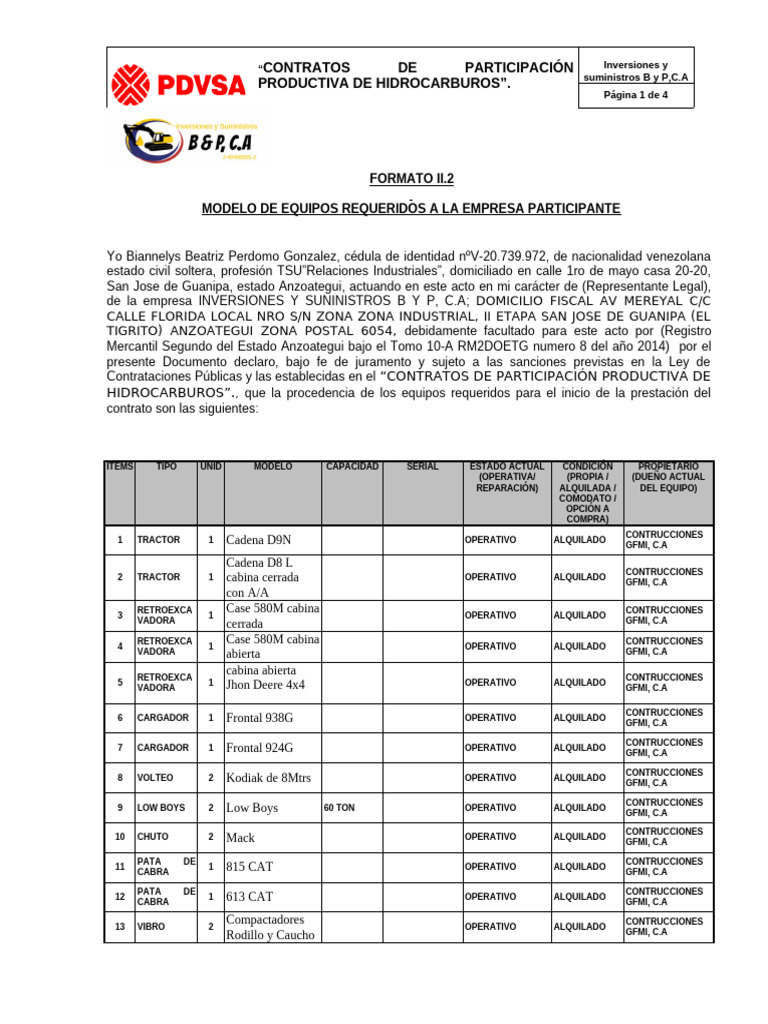 Formato Ii.2 | PDF | Vehículos de ruedas | Vehículo de motor
