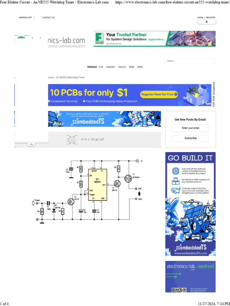 Free Elektor Circuit - An NE555 Watchdog Timer | PDF | Microcontroller ...
