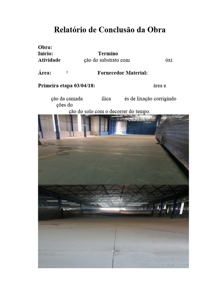 Conclusão da Obra: Recuperação de Piso Epóxi | PDF