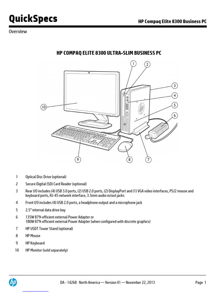 HP 8300 Quickspecs HP Compaq - Elite - 8300 (2013) | PDF | Bios | Hdmi