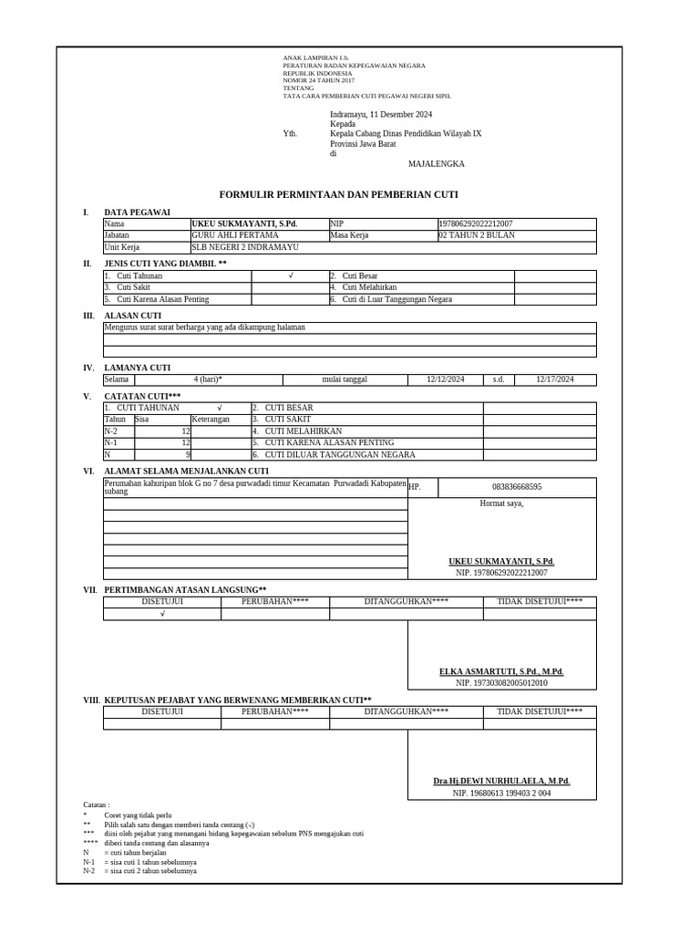 Panduan Cuti PNS Berdasarkan Peraturan | PDF