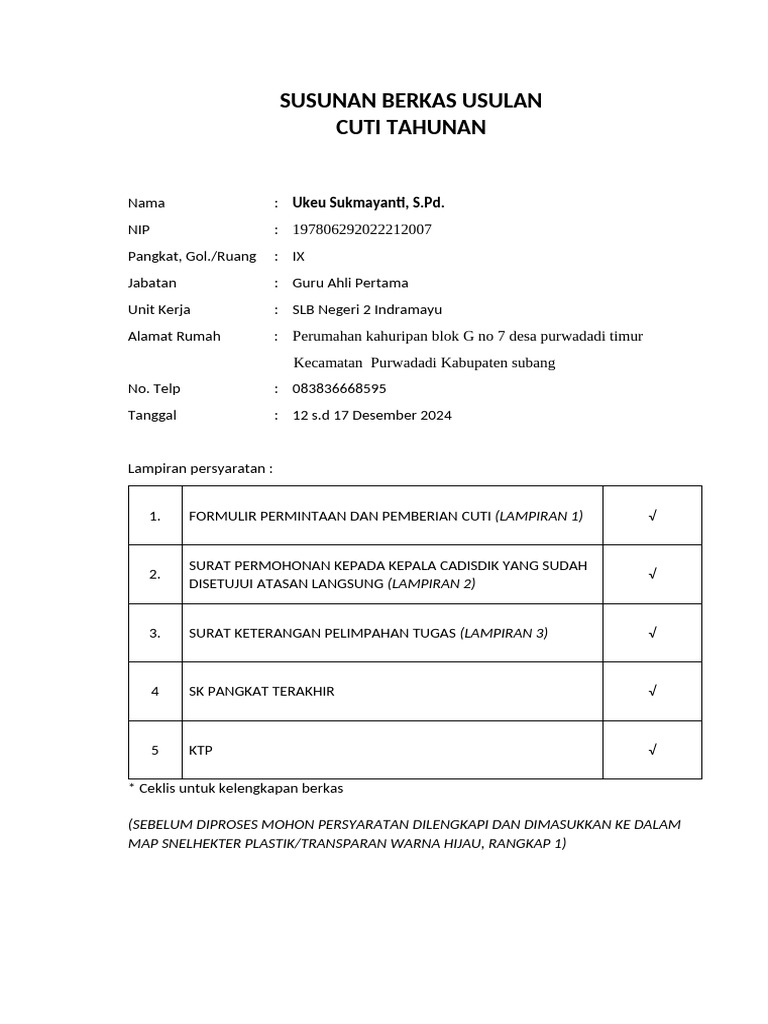 Susunan Berkas Usulan | PDF