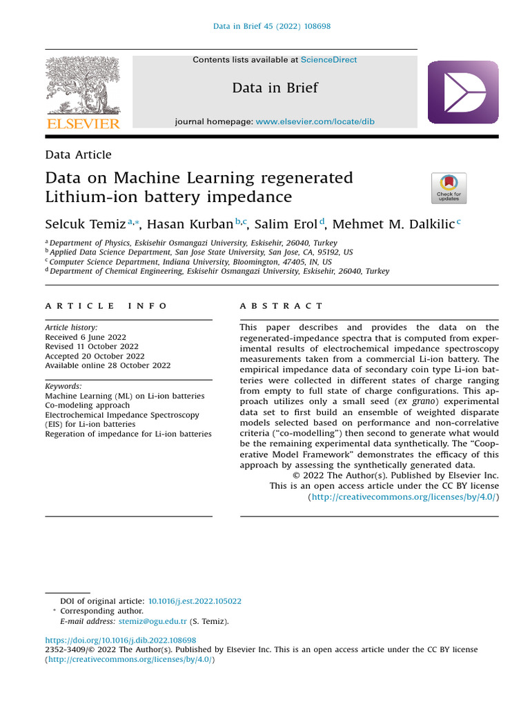 Data On Machine Learning Regenerated Lithium Ion Battery Im - 2022 ...