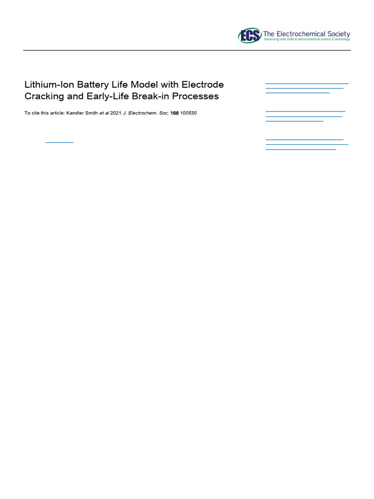 Lithium-Ion Battery Life Model With Electrode Cracking and Early-Life ...