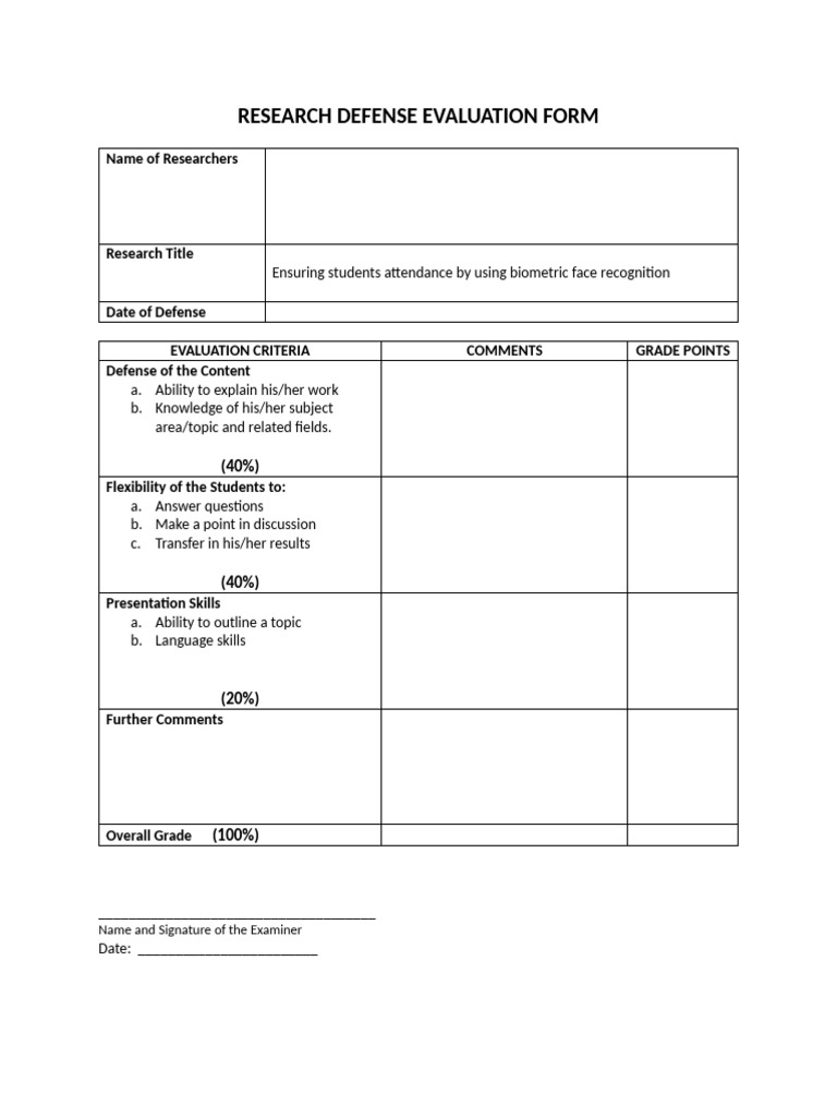 Research Defense Evaluation Form | PDF