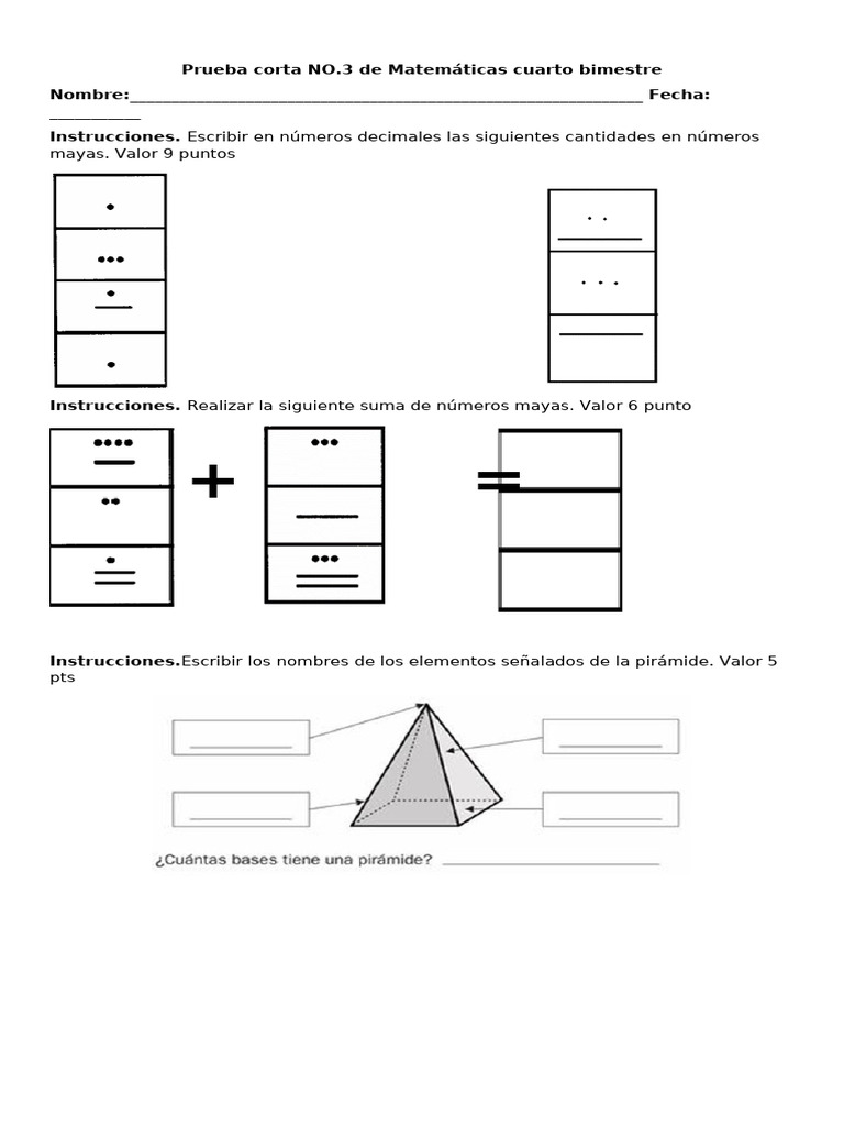 Prueba Corta Matemáticas | PDF