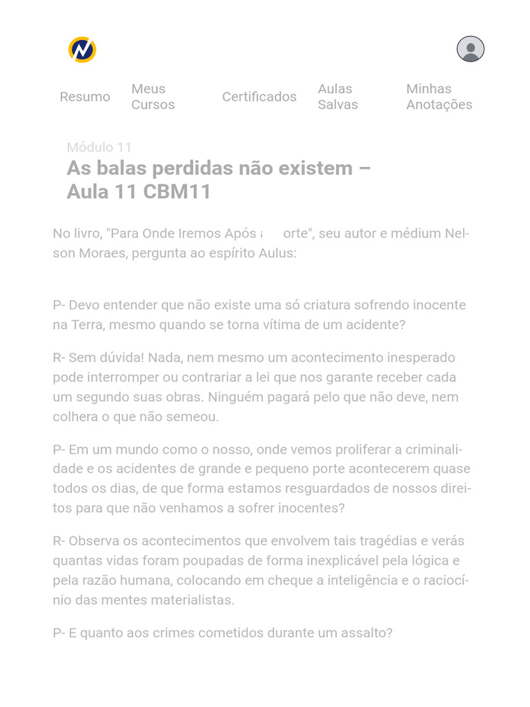 Módulo 11 - As Balas Perdidas Não Existem - Aula 11 CBM11 | PDF | Morte
