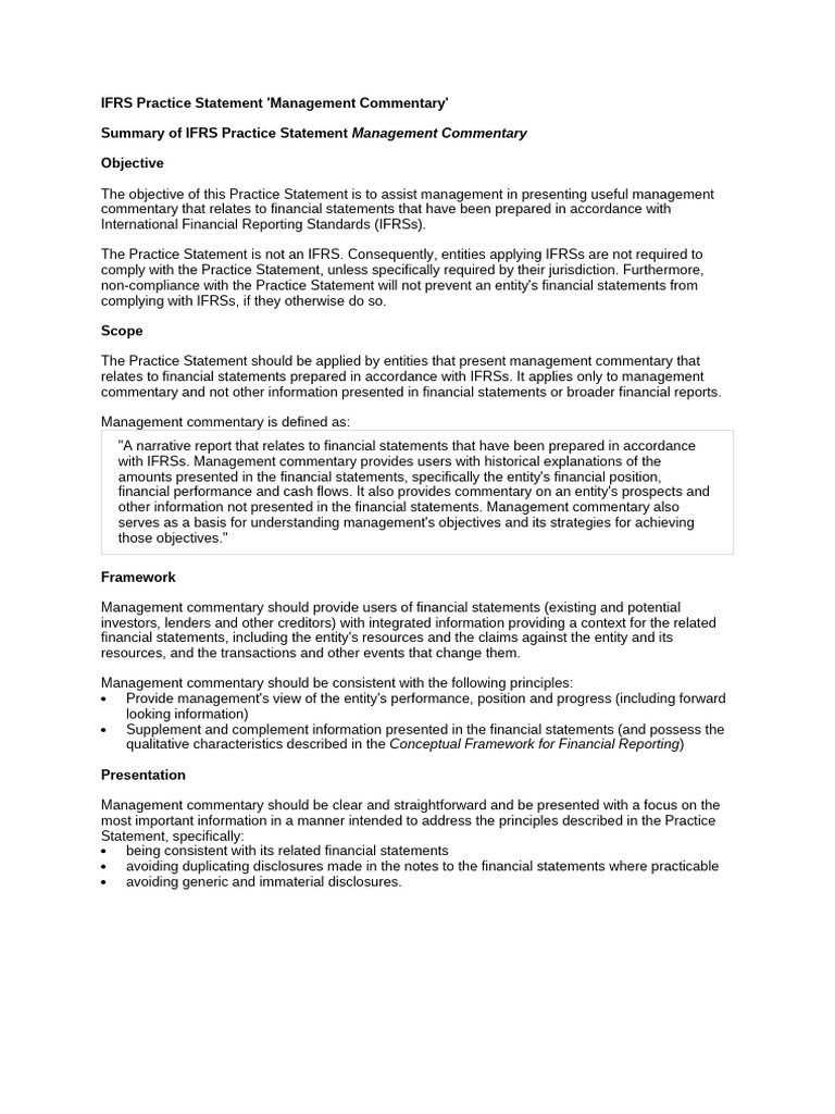 IFRS Management Commentary Guide | PDF | International Financial ...