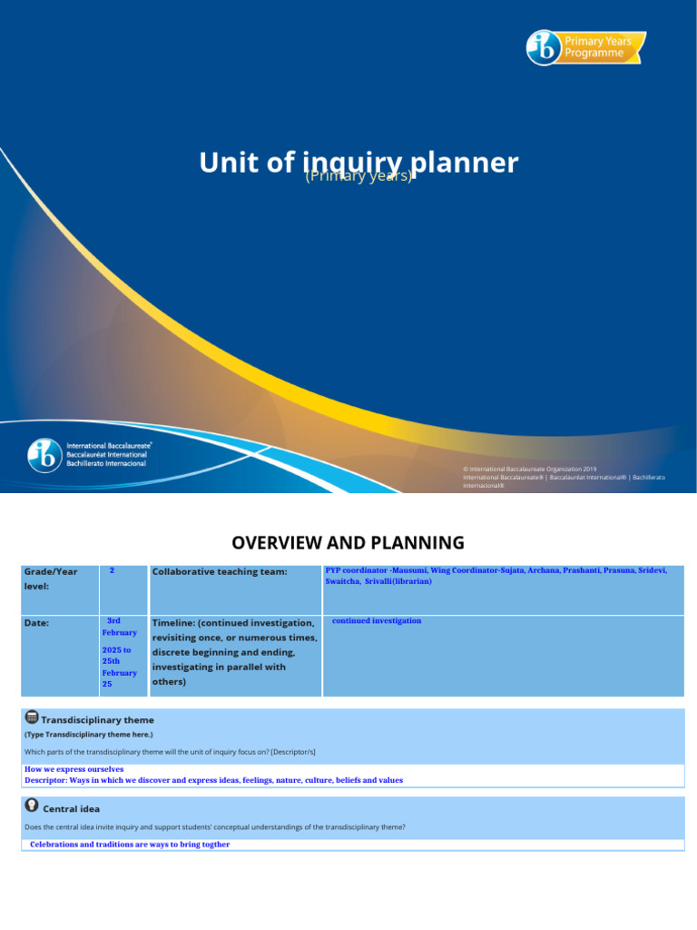 G2 - HWEO - Unit Planner 24-25 | PDF | Learning | Knowledge