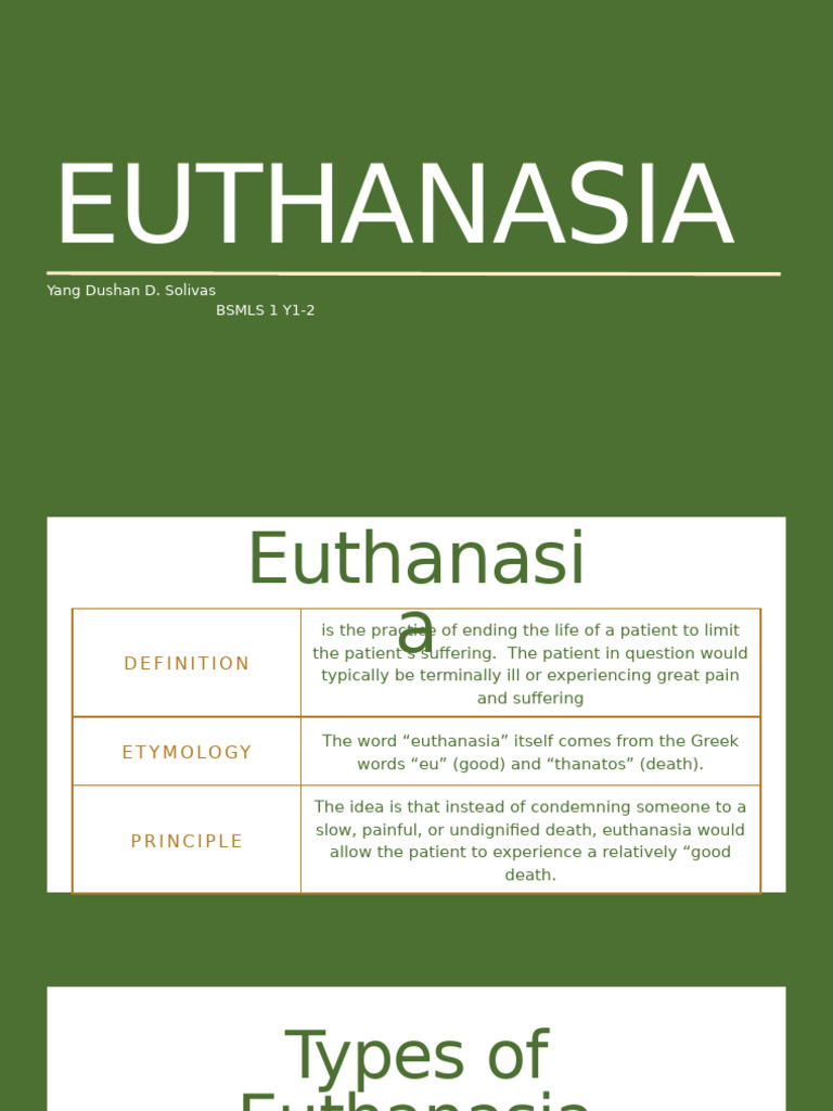 Understanding Euthanasia Types and Ethics | PDF