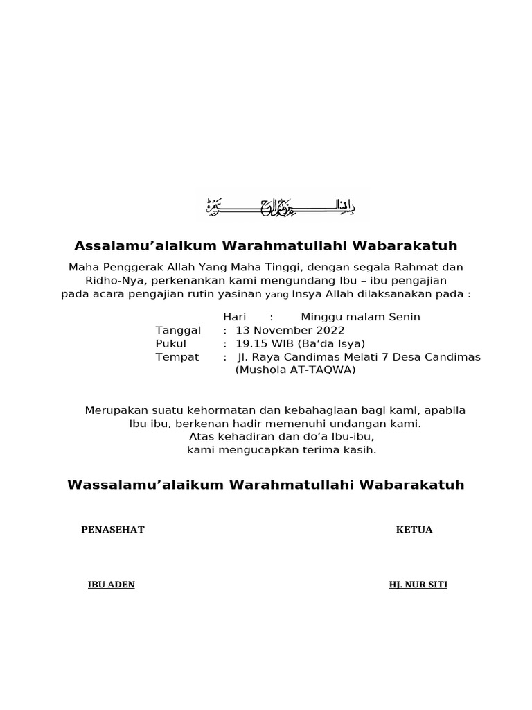 Isi Undangan Biasa Nikah New | PDF
