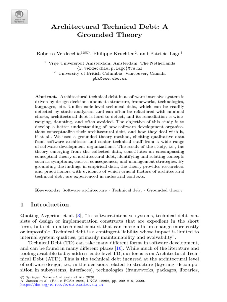 Understanding Architectural Technical Debt | PDF | Theory | System