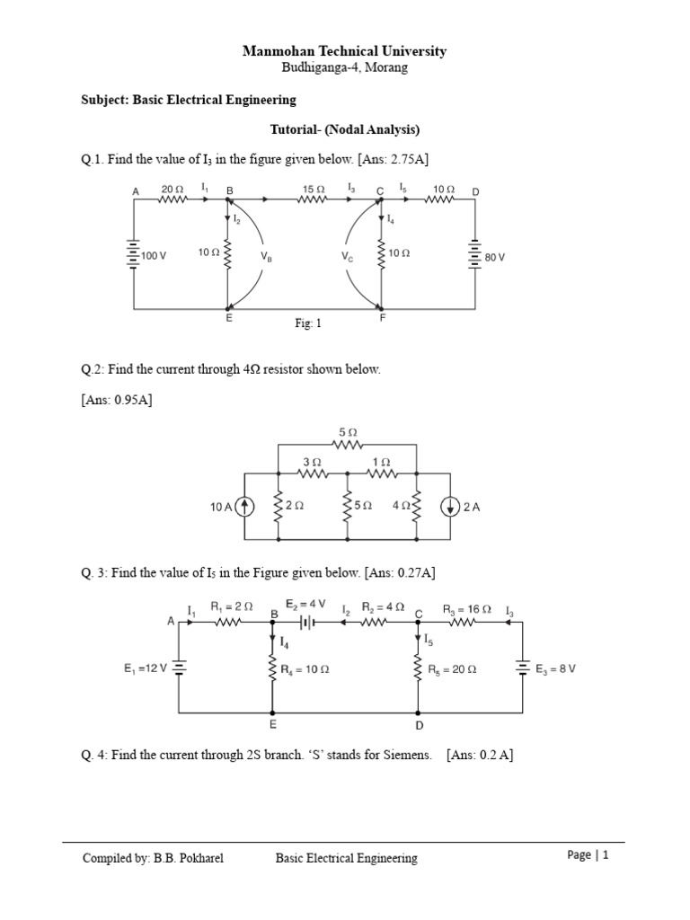 Tutorial Nodal Analysis | PDF | Resistor | Electronic Circuits