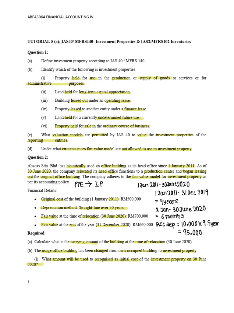 Tutorial 5 Q-A (Students) | PDF | Fair Value | Inventory