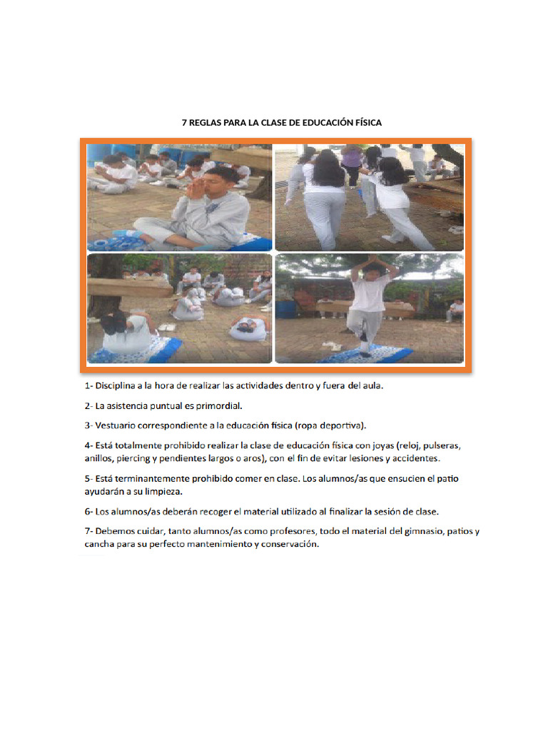 7 Reglas para La Clase de Educación Física | PDF