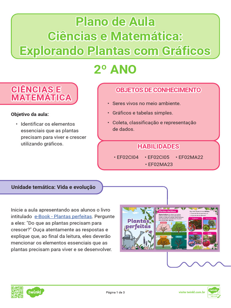 BR C 1730669608 Plano de Aula 2 Ano Ciencias e Matematica Explorando Plantas Com Graficos Ver 1 ...