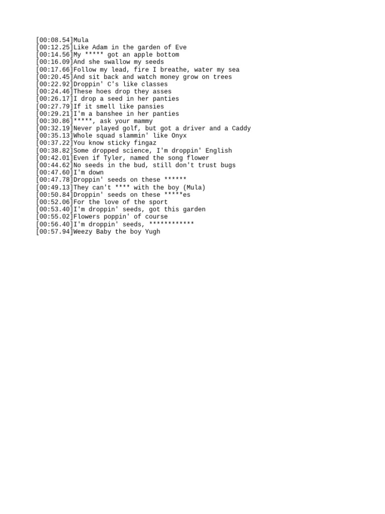 11 Tyler, The Creator - Droppin' Seeds - LRC | PDF