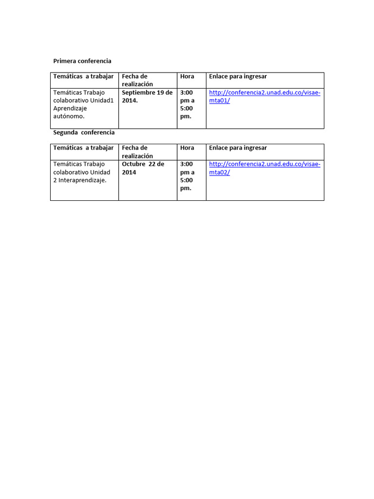Programacion Conferencias MTA | PDF
