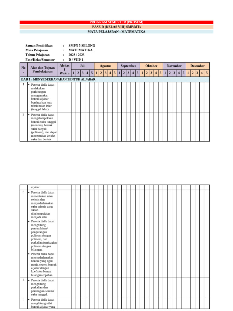 Prosem Fase D - Matematika | PDF