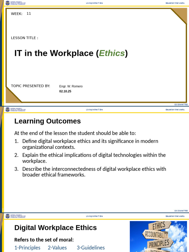 WK 11 ETHICS in Digital Work Place B-1 | PDF | Privacy | Computer Security