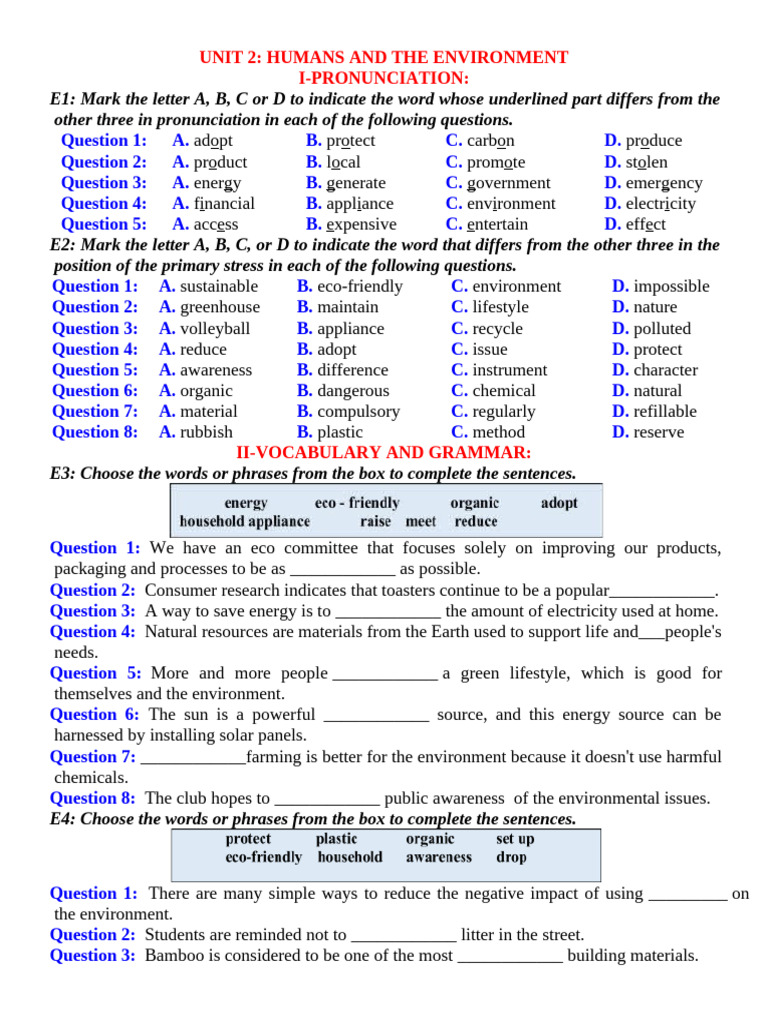 Ta9 Unit 2 (Humans and The Environment) | PDF | Green Building | Building Insulation