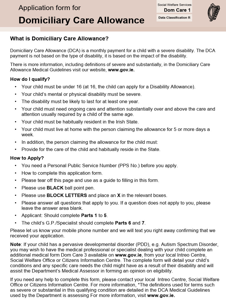 What Is Domiciliary Care Allowance? | PDF