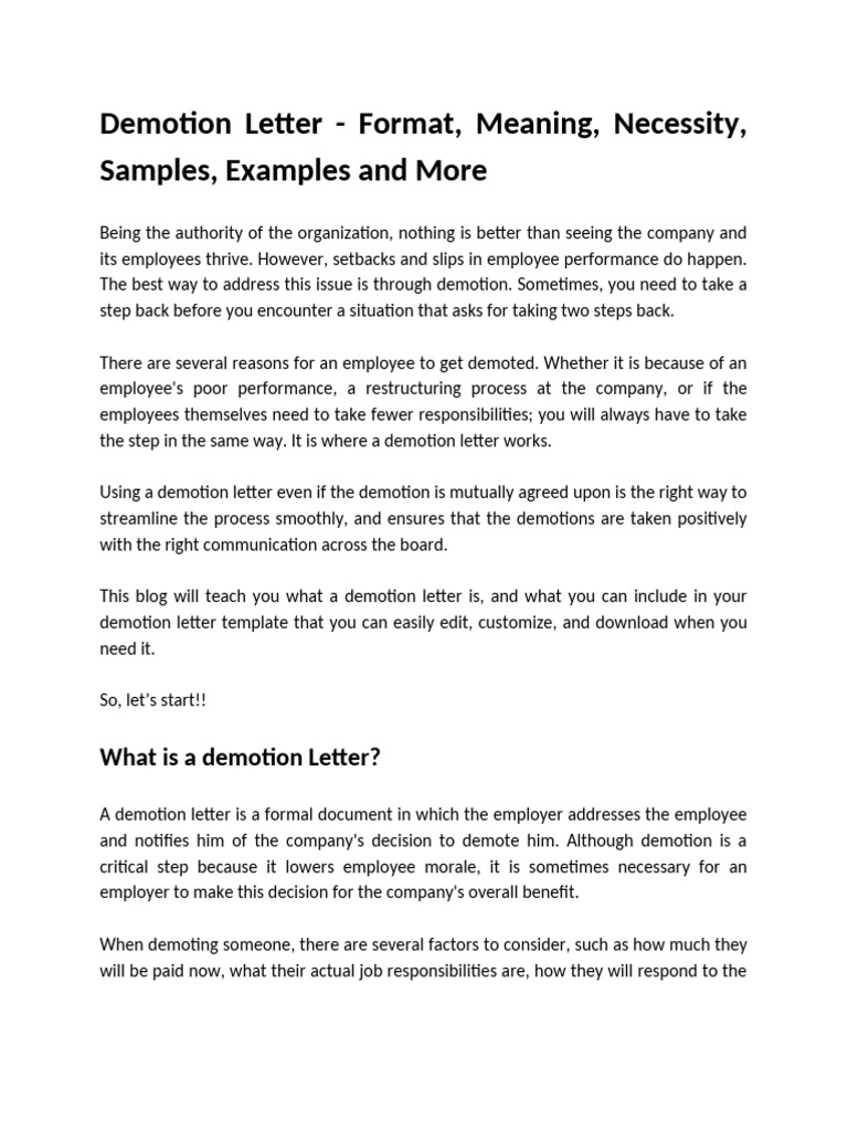 Demotion Letter | PDF | Employment | Human Resources