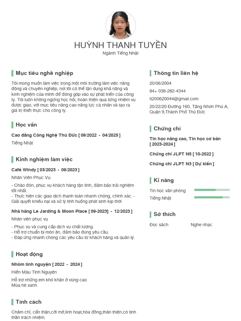Huynh Thanh Tuyen CV | PDF