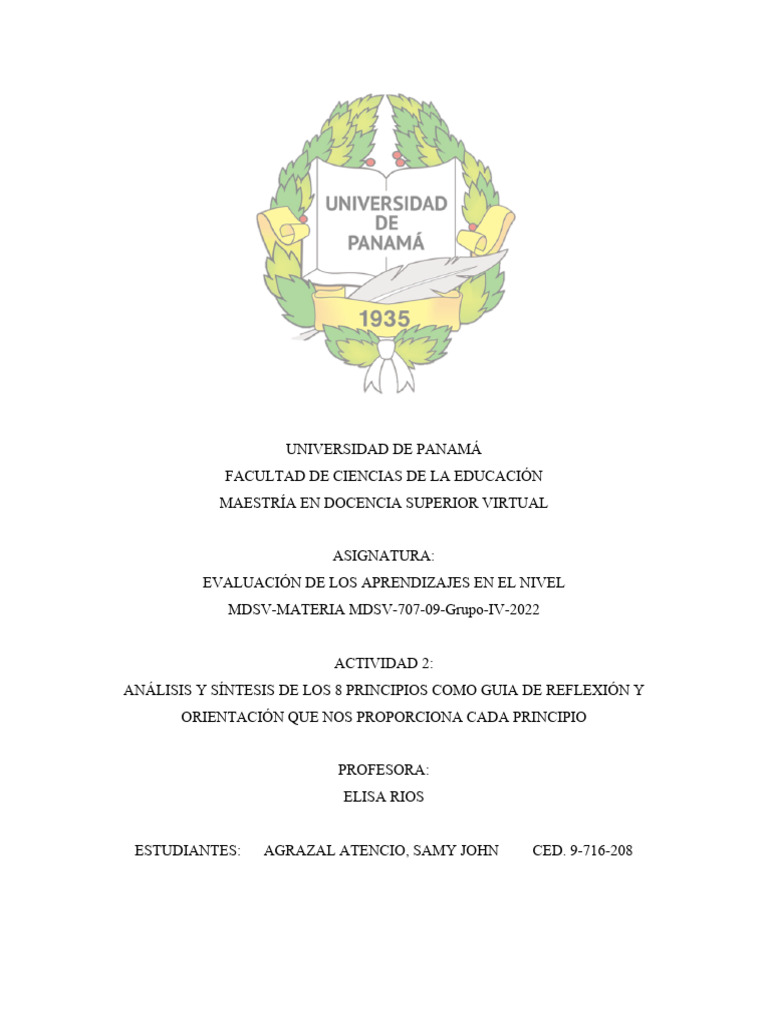 Actividad 2. 8 Principios Del Aprendizaje | PDF | Evaluación | Aprendizaje