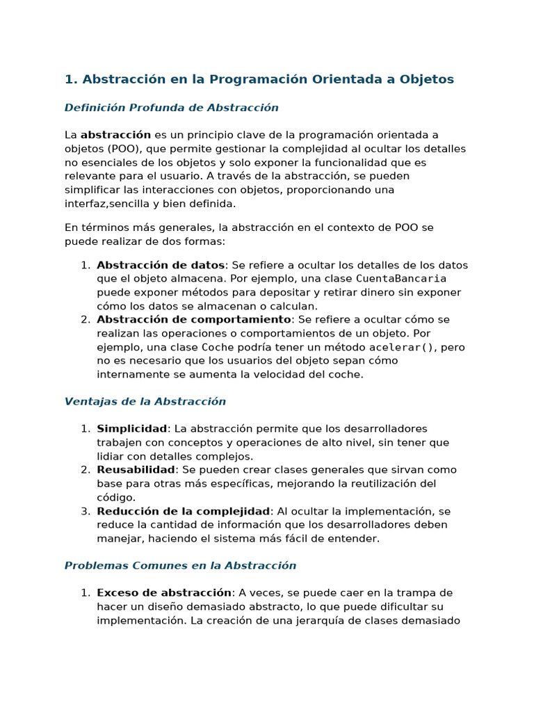 Abstracción en La Programación Orientada A Objetos | PDF | Abstracción (informática) | Objeto ...