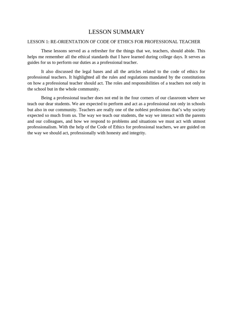Code of Ethics for Professional Teachers | PDF