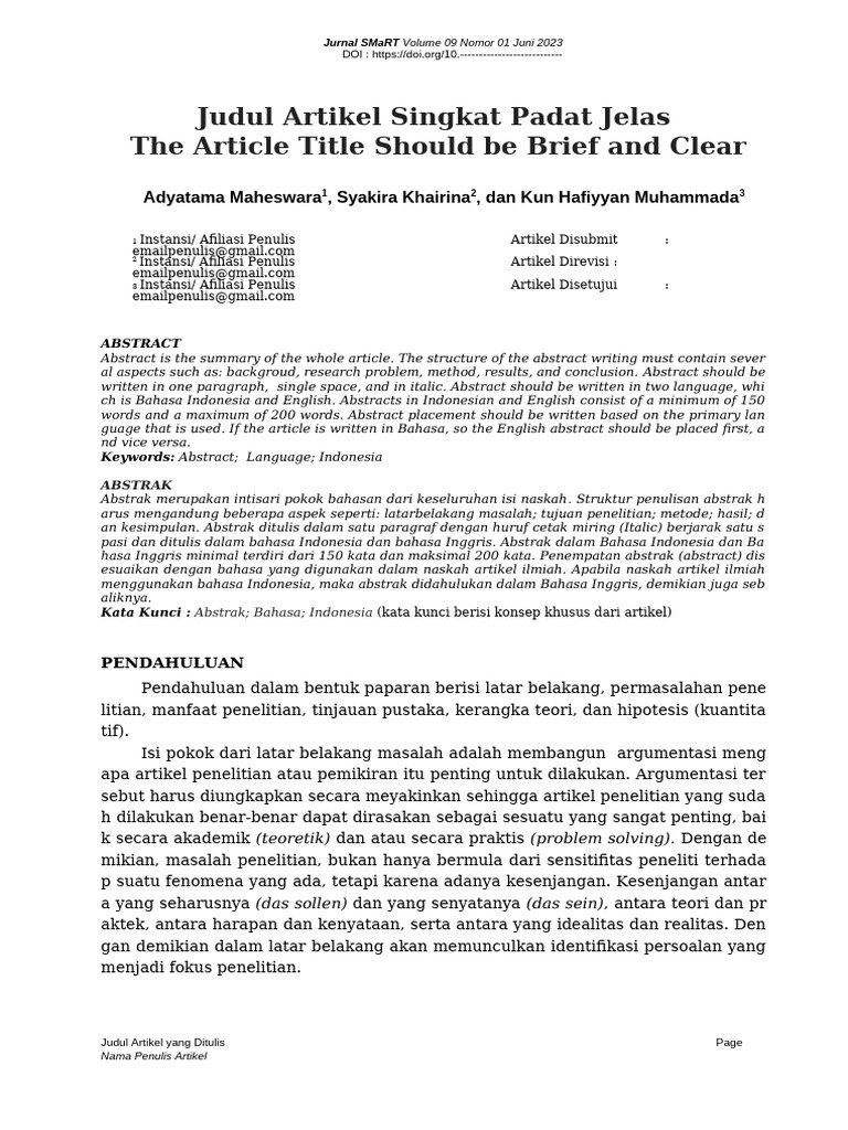 Panduan Penulisan Abstrak Jurnal SMaRT | PDF